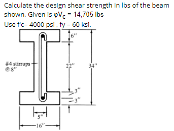 Solved Calculate the design shear strength in lbs of the | Chegg.com