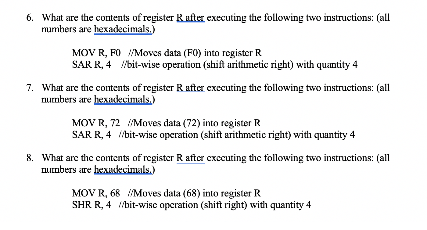 Solved 6. What are the contents of register R after | Chegg.com