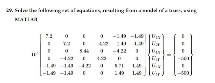 Solved 29. Solve the following set of equations, resulting | Chegg.com