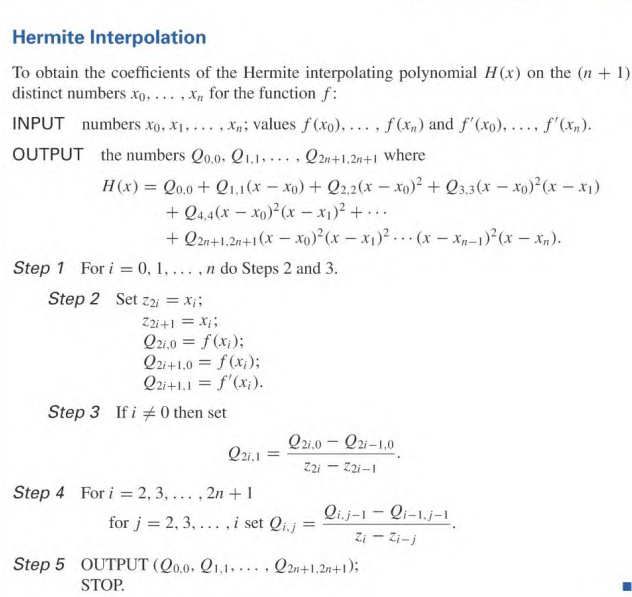 Solved Hermite Interpolation To obtain the coefficients of | Chegg.com