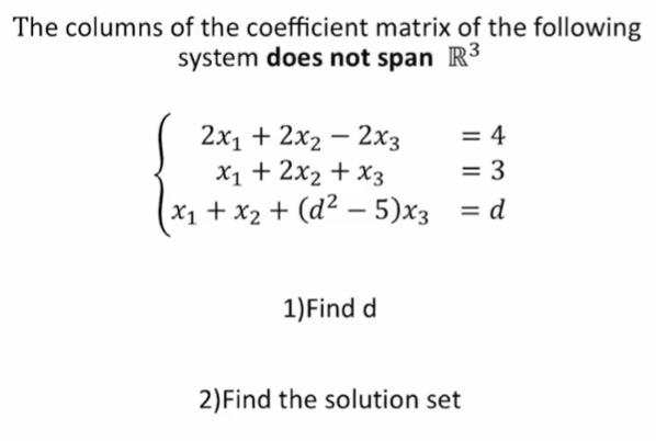 Solved The columns of the coefficient matrix of the | Chegg.com