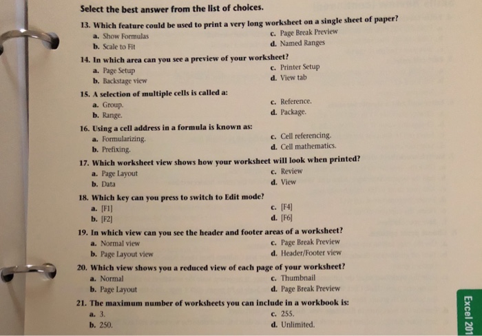 Solved Concepts Review Label the elements of the Excel | Chegg.com