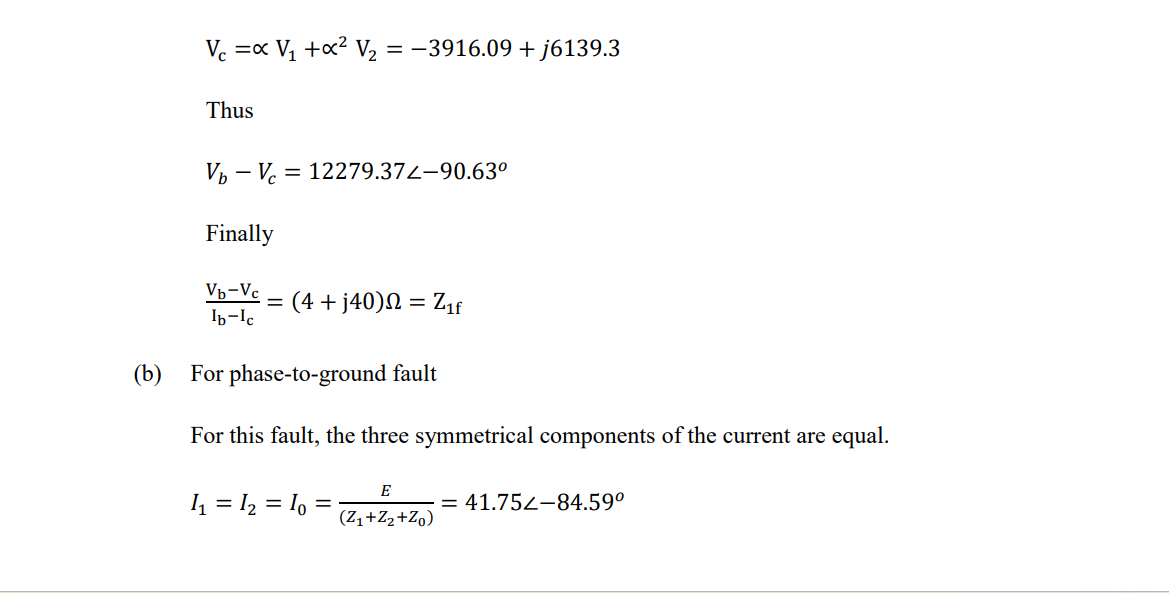 Solved Solution (a) For phase-to-phase fault | Chegg.com