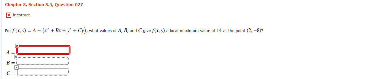 Solved Chapter 8, Section 8.5, Question 027 X Incorrect. For | Chegg.com