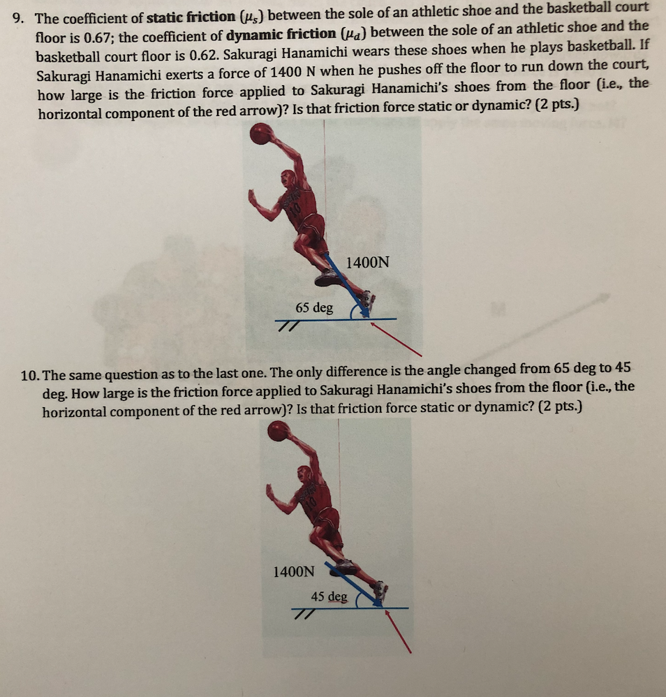 Solved 9. The coefficient of static friction (us) between | Chegg.com