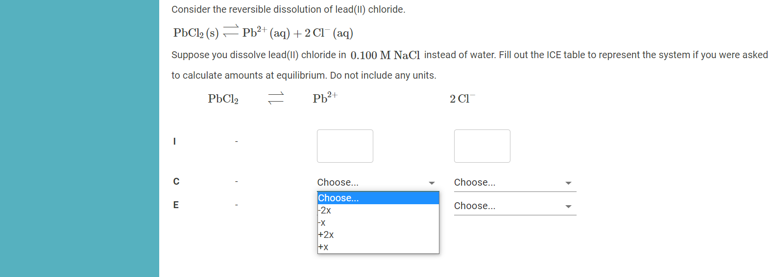 Solved Consider the reversible dissolution of lead(II) | Chegg.com
