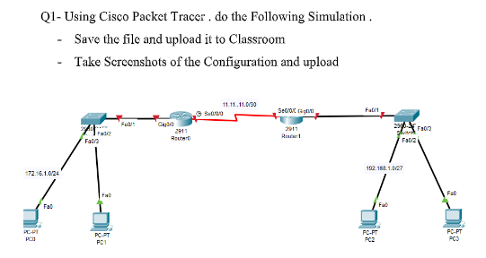 Solved Q1- Using Cisco Packet Tracer. do the following | Chegg.com