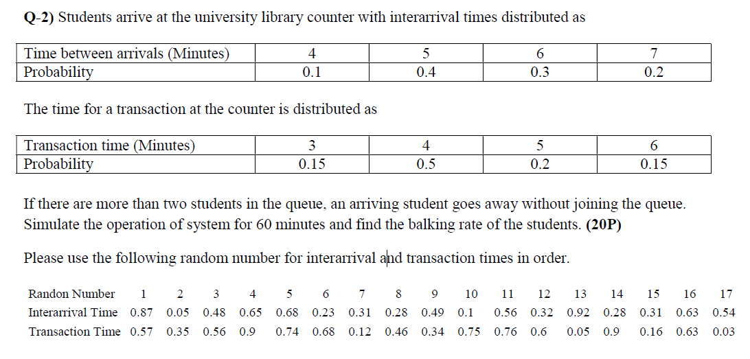 Solved Q-2) Students arrive at the university library | Chegg.com