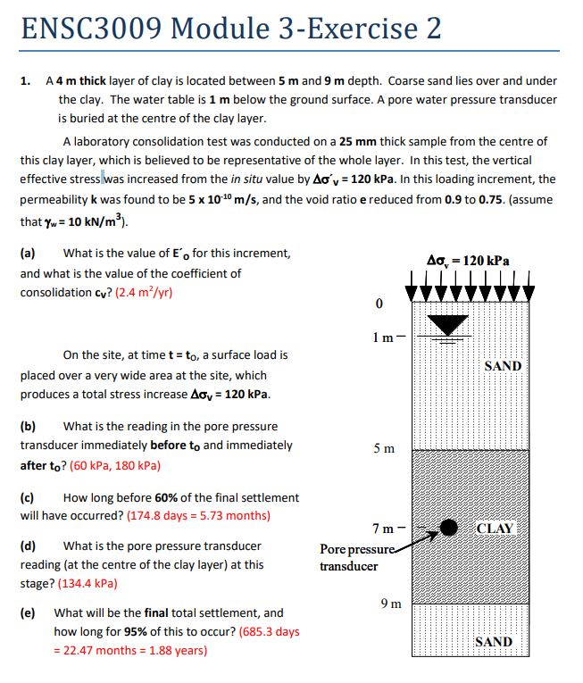 Solved ENSC3009 Module 3-Exercise 2 1. A4 m thick layer of | Chegg.com