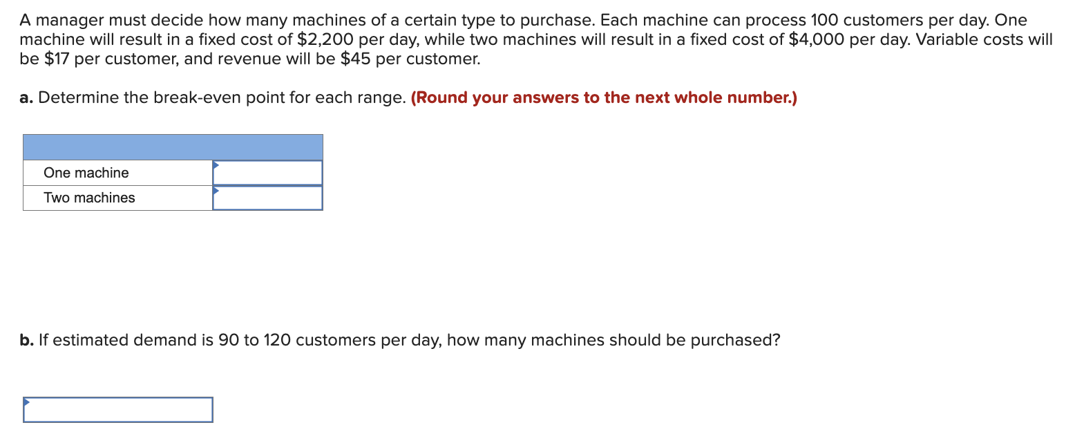 A manager must decide how many machines of a certain | Chegg.com
