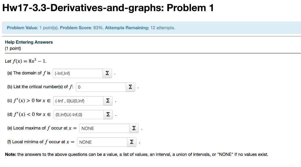 Solved Hw17-3.3-Derivatives-and-graphs: Problem 1 Problem | Chegg.com