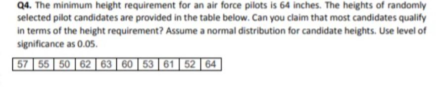 Solved Q4. The minimum height requirement for an air force | Chegg.com