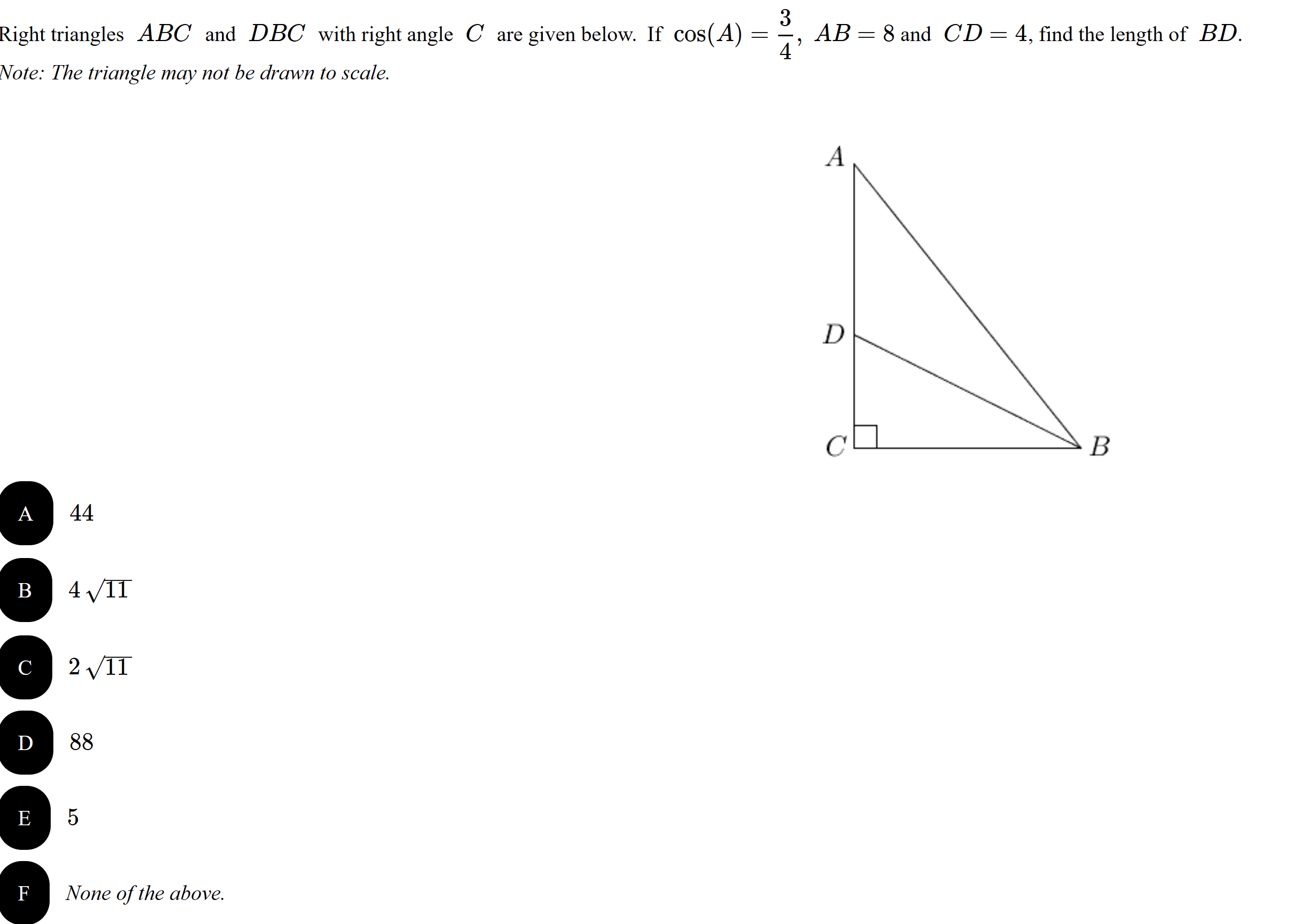 Solved Right triangles ABC and DBC with right angle C are | Chegg.com
