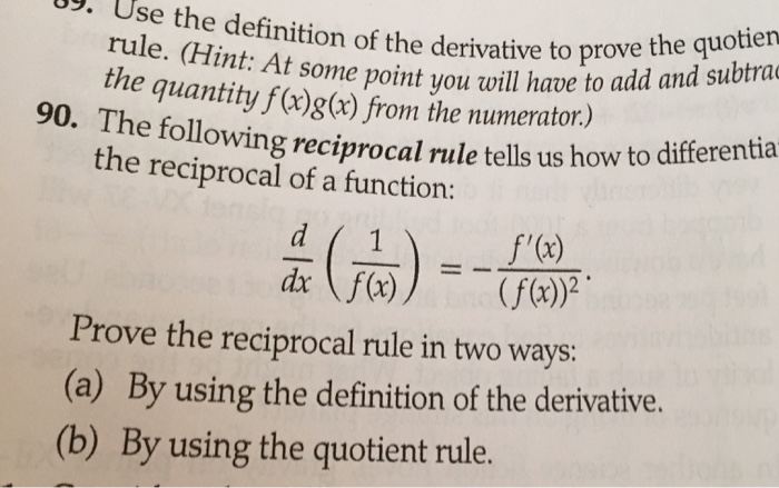 Solved 09. Use the definition of the derivative to prove the | Chegg.com