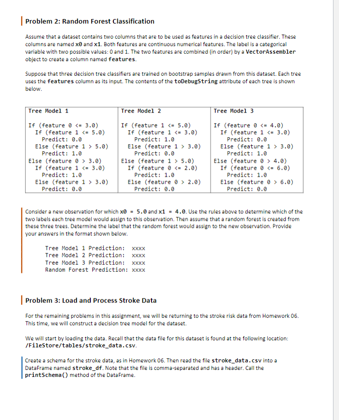 Solved | Problem 2: Random Forest Classification Assume that | Chegg.com