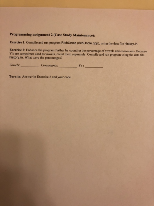 Solved Programming assignment 2 (Case Study Maintenance): | Chegg.com