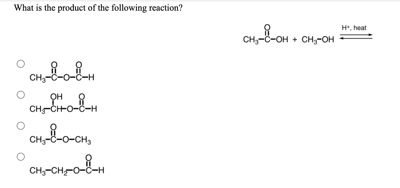 Solved What is the product of the following reaction? H+, | Chegg.com