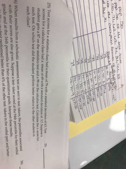 Solved pop pops o 82-19: 84-14 25) Test scores for a | Chegg.com