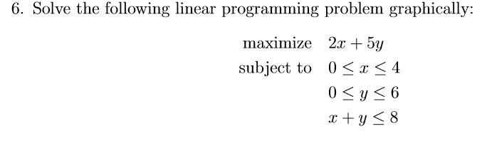 Solved 6. Solve the following linear programming problem | Chegg.com