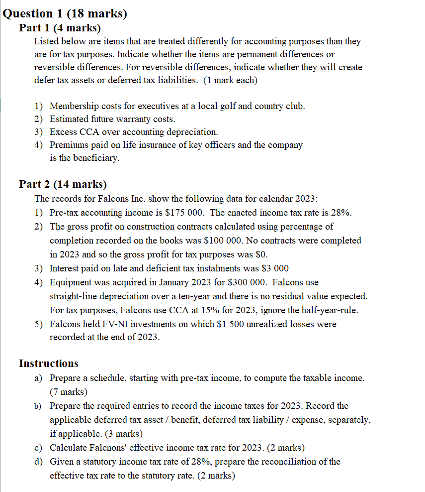 Solved Question 1 (18 marks) Part 1 (4 marks) Listed below | Chegg.com Solved Question 1 (18 marks) Part 1 (4 marks) Listed below | Chegg.com