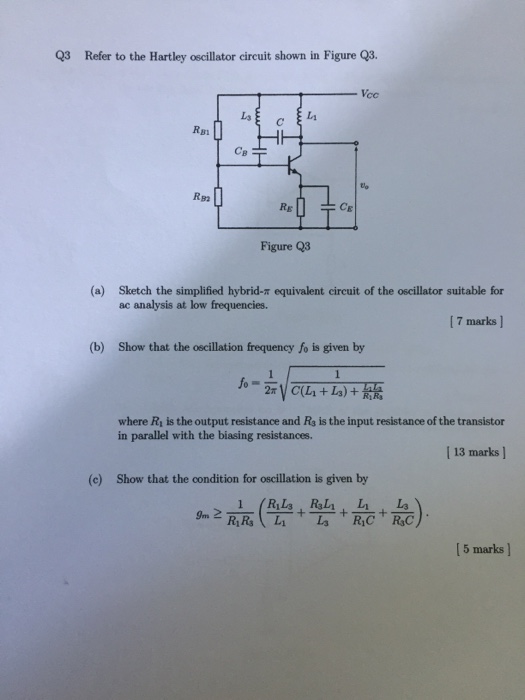Refer to the Hartley oscillator circuit shown in | Chegg.com