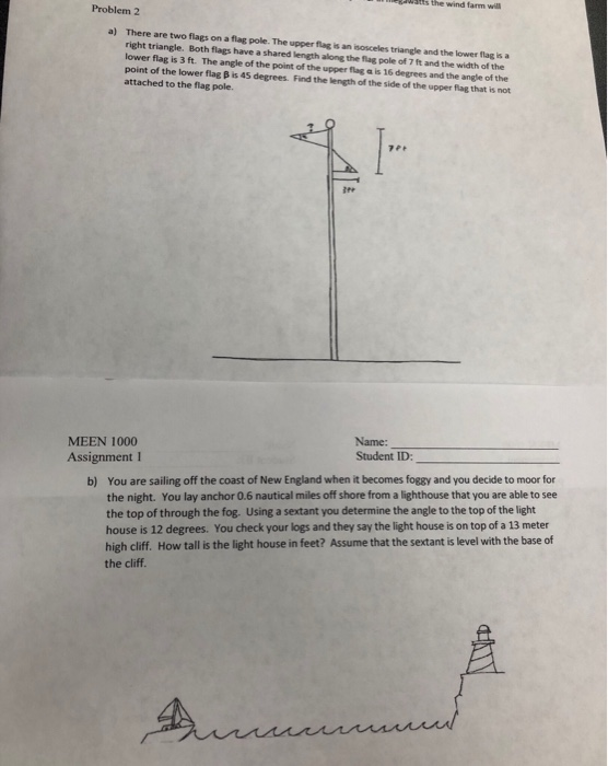 Solved Problem 2 a) There are two flags on a flag pole. The | Chegg.com