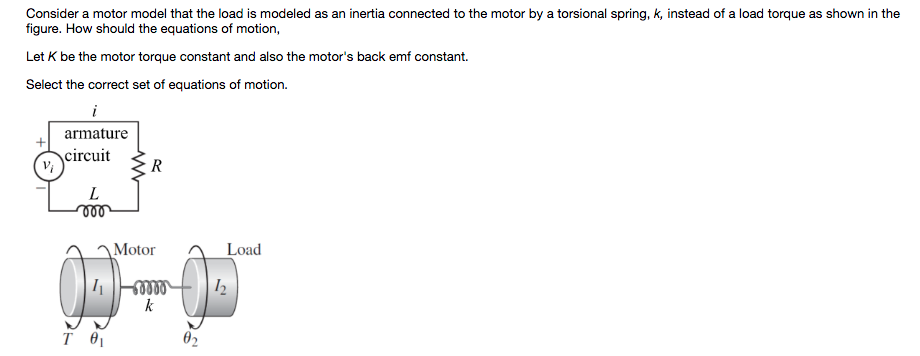 Solved Consider a motor model that the load is modeled as an | Chegg.com