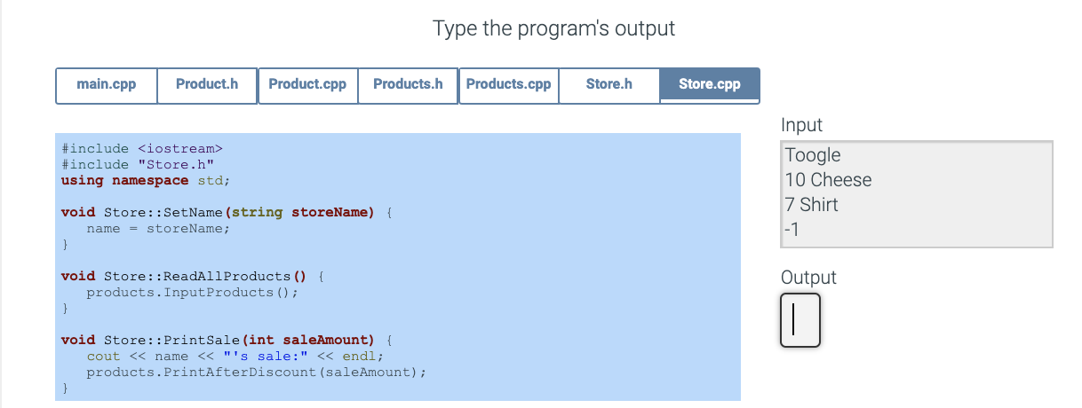 Solved Type the program's output main.cpp Product.h | Chegg.com