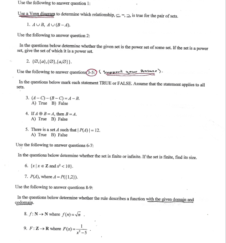 Solved Use the following to answer question 1: Use a Venn | Chegg.com