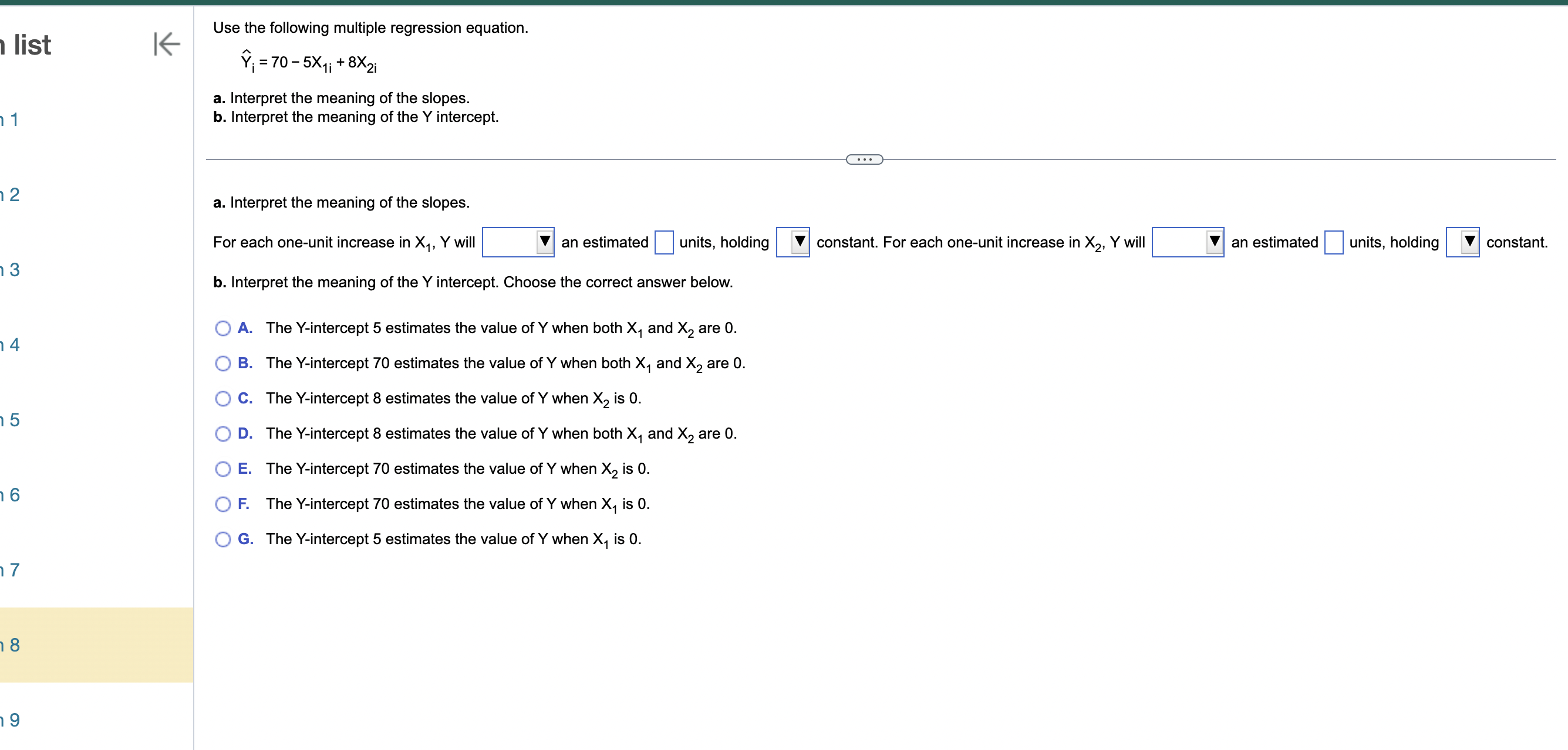 Solved Use the following multiple regression equation. | Chegg.com
