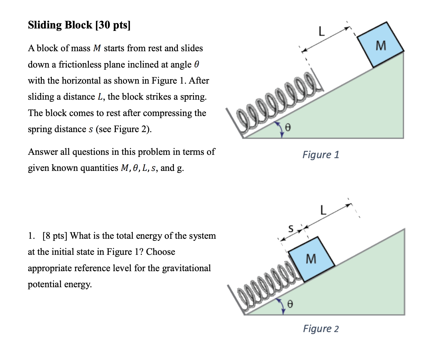 Solved Sliding Block [30 pts] A block of mass M starts from | Chegg.com