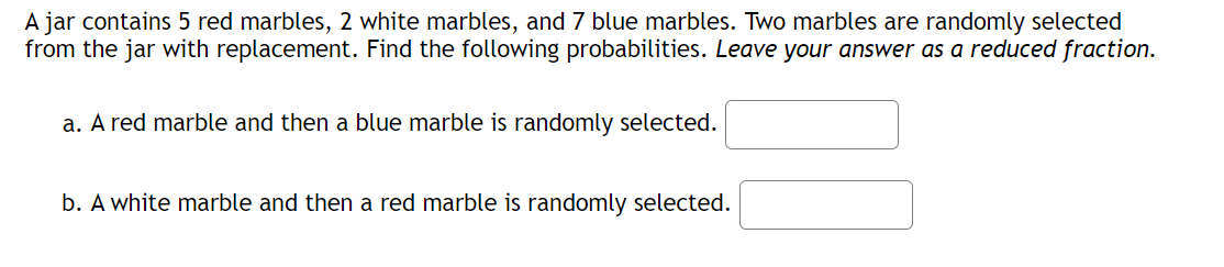 Solved A jar contains 12 red marbles numbered 1 to 12 and 8 | Chegg.com
