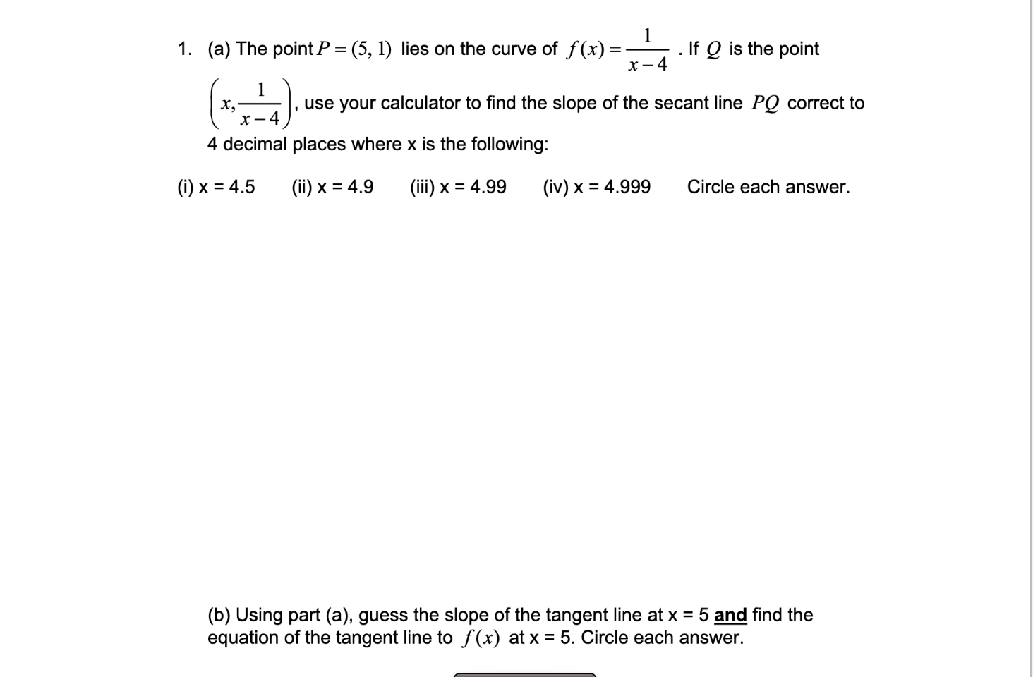 Solved 1 1. (a) The point P = (5, 1) lies on the curve of | Chegg.com