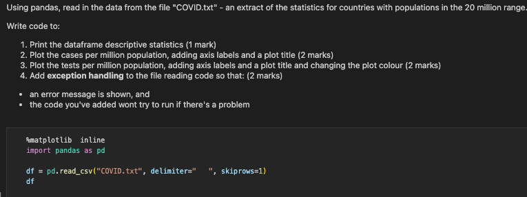 Solved Using Pandas Read In The Data From The File 4105