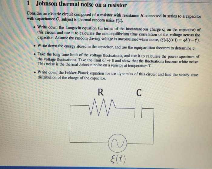 Solved 1 Johnson thermal noise on a resistor Consider an | Chegg.com
