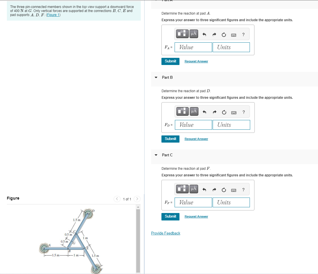 Solved The three pin-connected members shown in the top view | Chegg.com