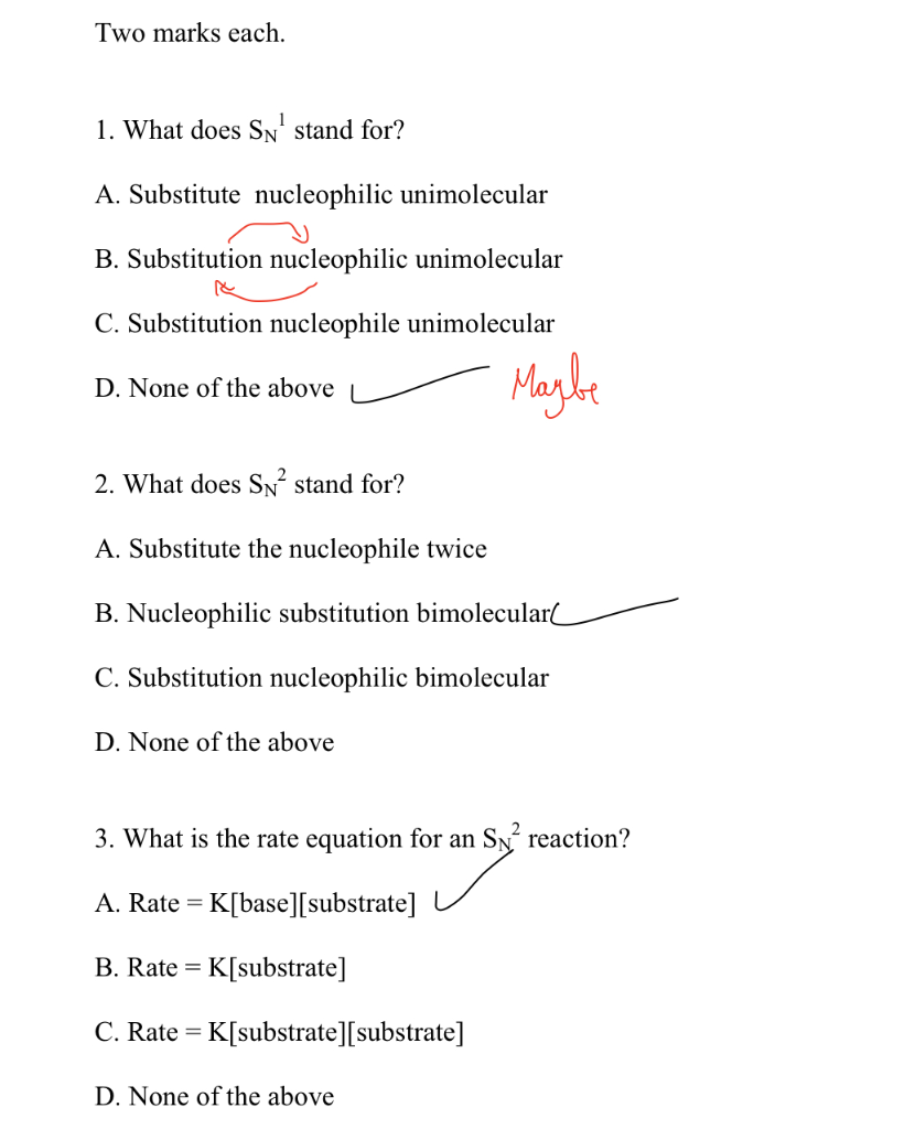 Solved Two marks each. 1. What does Sn stand for? A. | Chegg.com