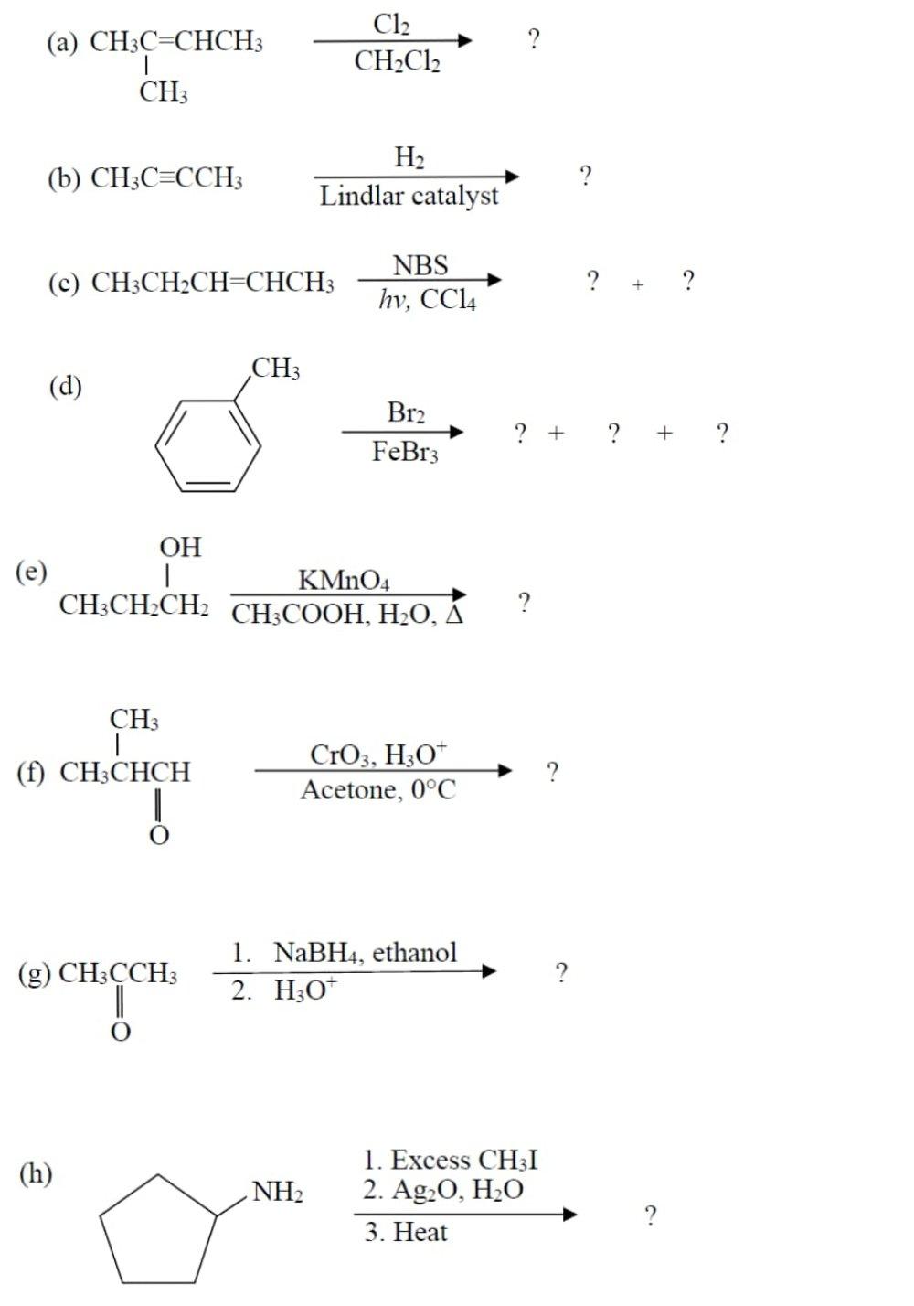 Solved (a) CH3C=CHCH3 Cl2 CH2Cl2 СН3 (b) CH3C=CCH; H2 | Chegg.com