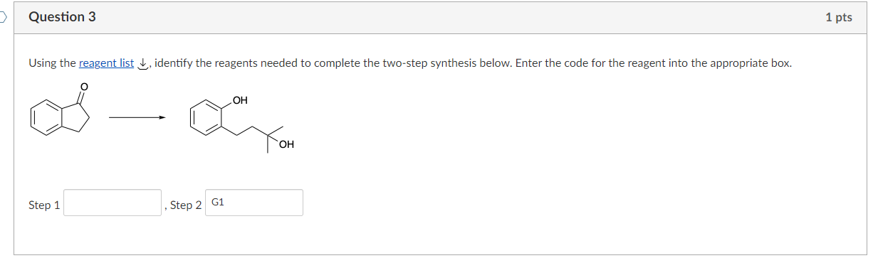 Using the reagent list, identify the reagents needed | Chegg.com