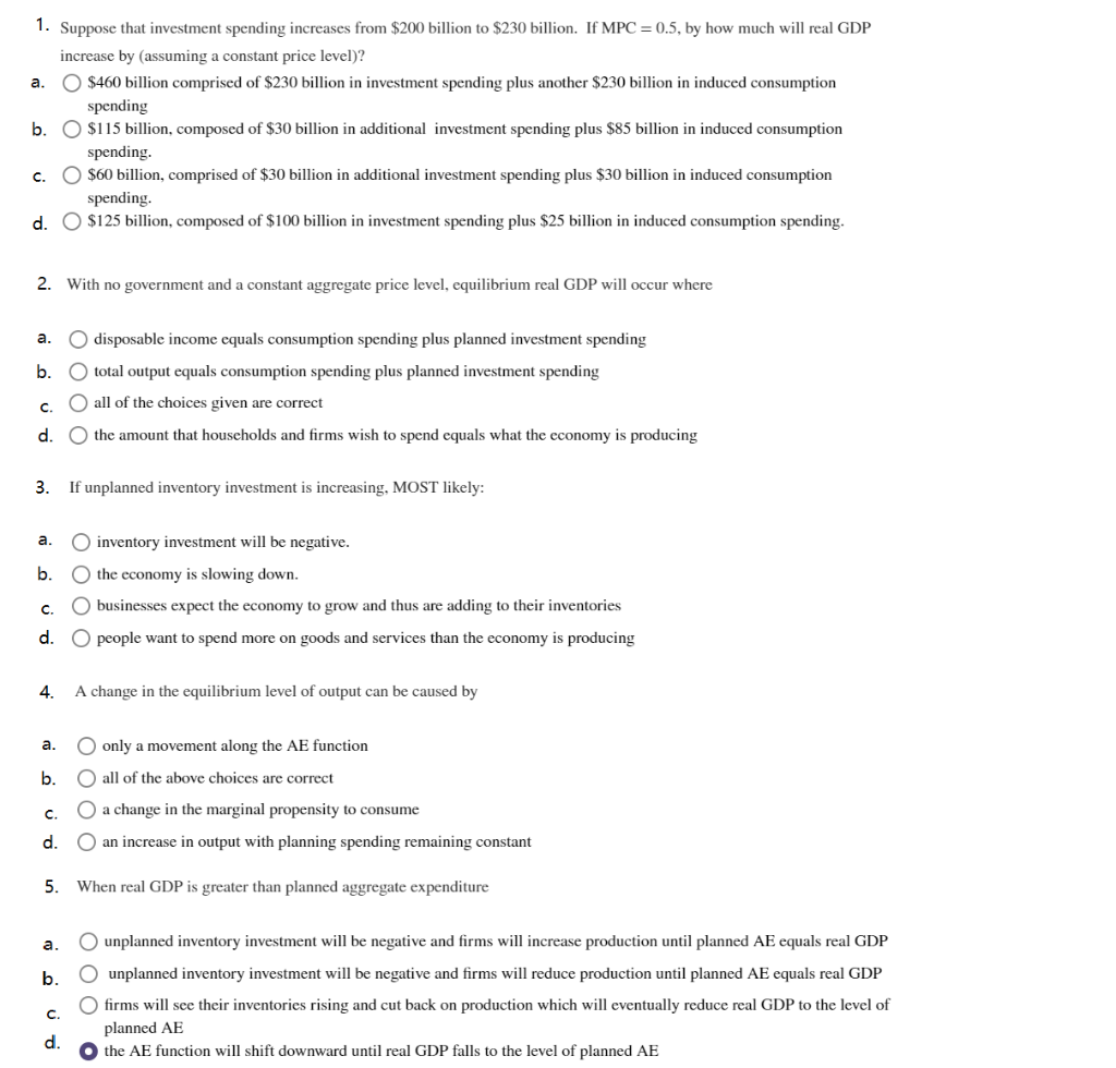 Solved a. 1. Suppose that investment spending increases from | Chegg.com