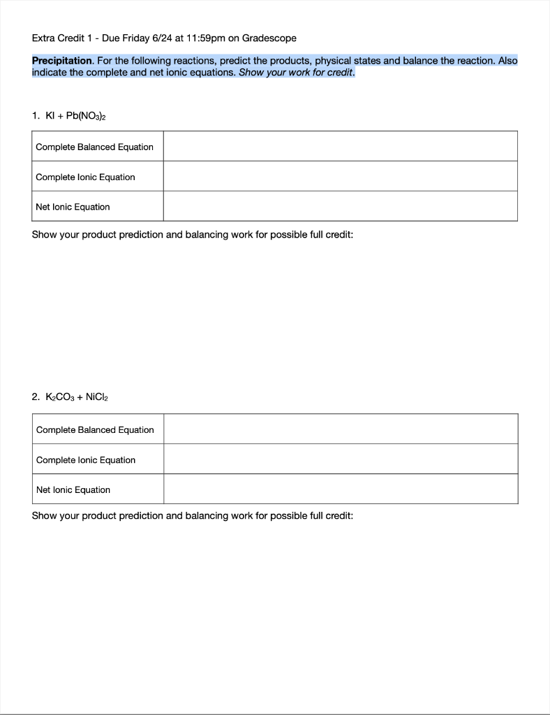 Solved Extra Credit 1 - Due Friday 6/24 at 11:59pm on | Chegg.com