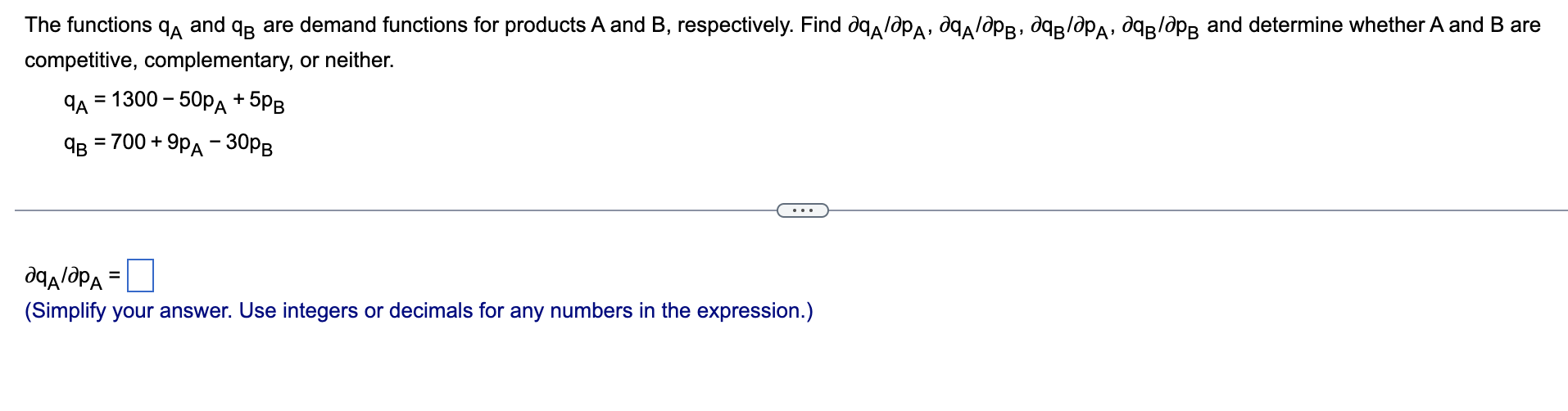 Solved The functions qA and qB are demand functions for | Chegg.com