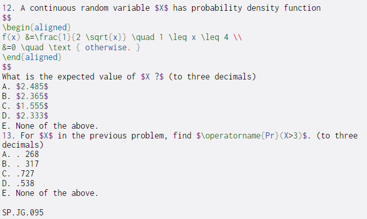 Solved 12. A continuous random variable $X$ has probability | Chegg.com