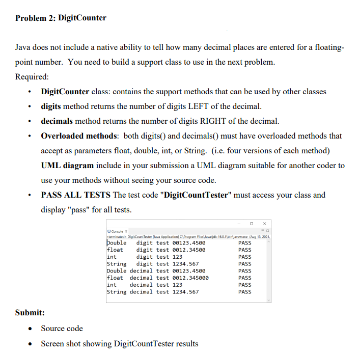 Solved Problem 2: DigitCounter . . . Java does not include a | Chegg.com