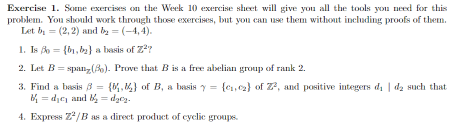 Solved Exercise 1. Some exercises on the Week 10 exercise | Chegg.com