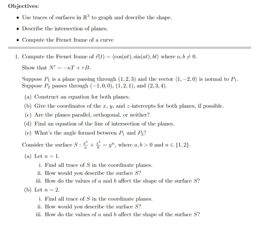 Solved Objectives: • Use traces of surfaces in R3 to graph | Chegg.com