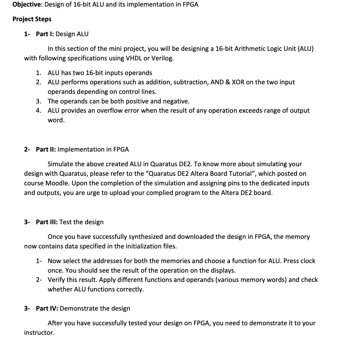 Solved Objective: Design of 16-bit ALU and its | Chegg.com