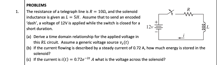 Solved 1. + 000 PROBLEMS R The resistance of a telegraph | Chegg.com