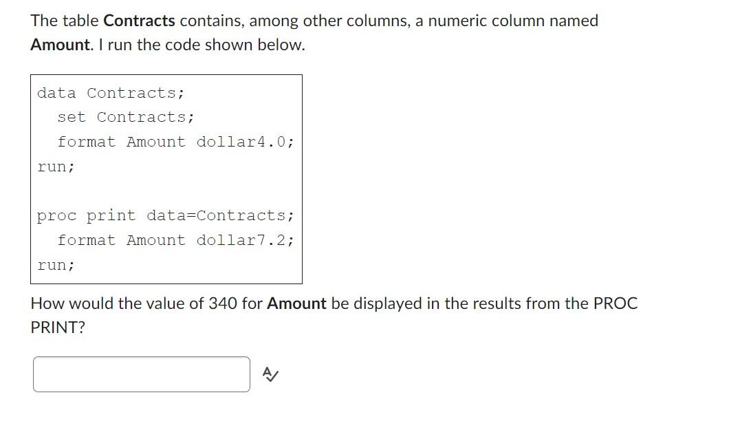 Solved The table Contracts contains, among other columns, a | Chegg.com