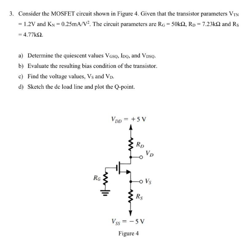 Solved 3. Consider the MOSFET circuit shown in Figure 4. | Chegg.com